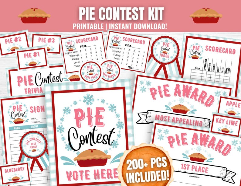 Pie Baking Contest Kit: Printable Party Games & Awards (PDF) - Etsy