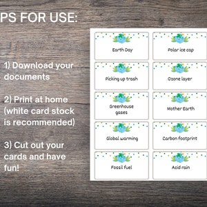 Earth Day Pictionary Set, 60 Fun Earth Day Pictionary Cards, Fun Group ...