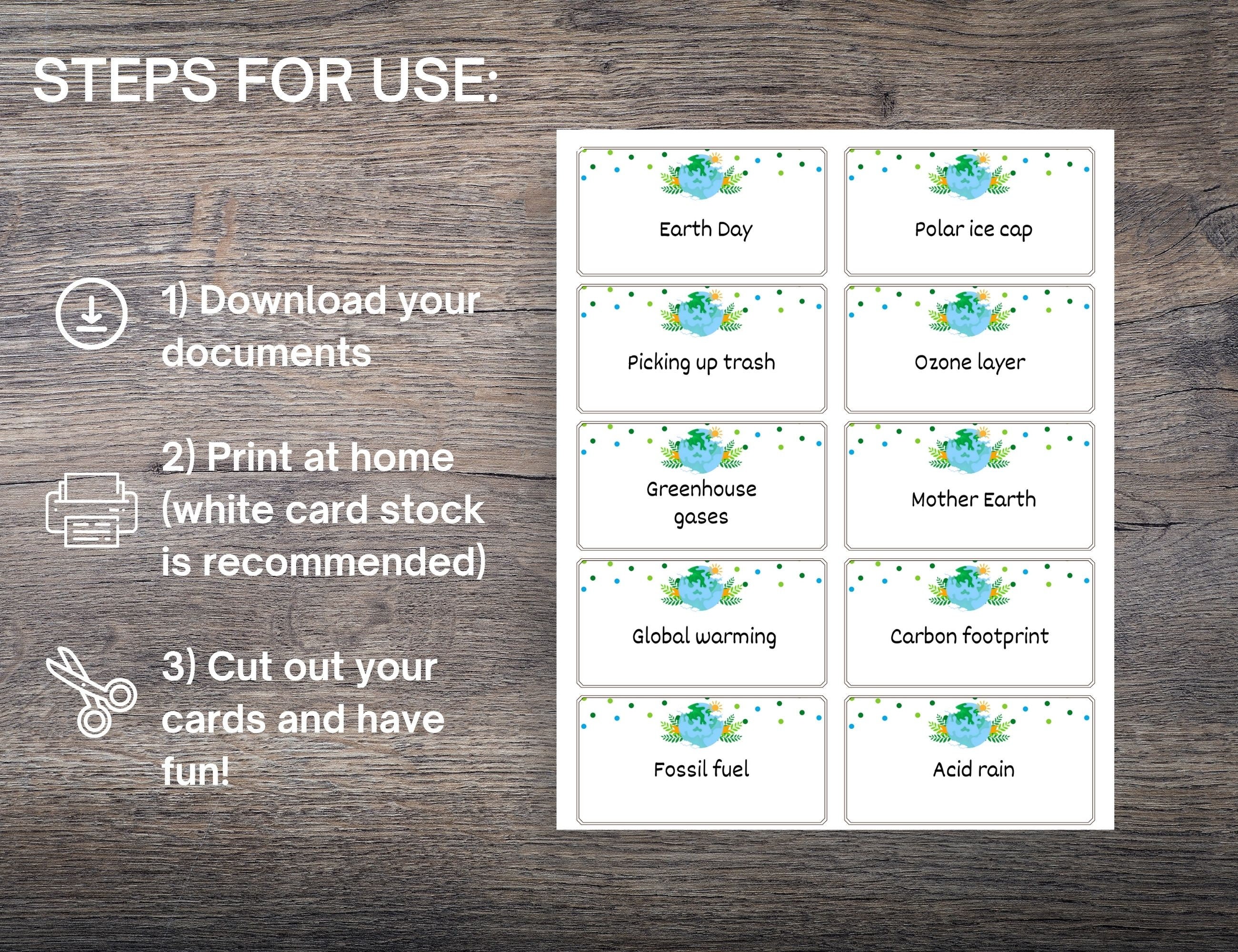 Earth Day Pictionary Set 60 Fun Earth Day Pictionary Cards - Etsy