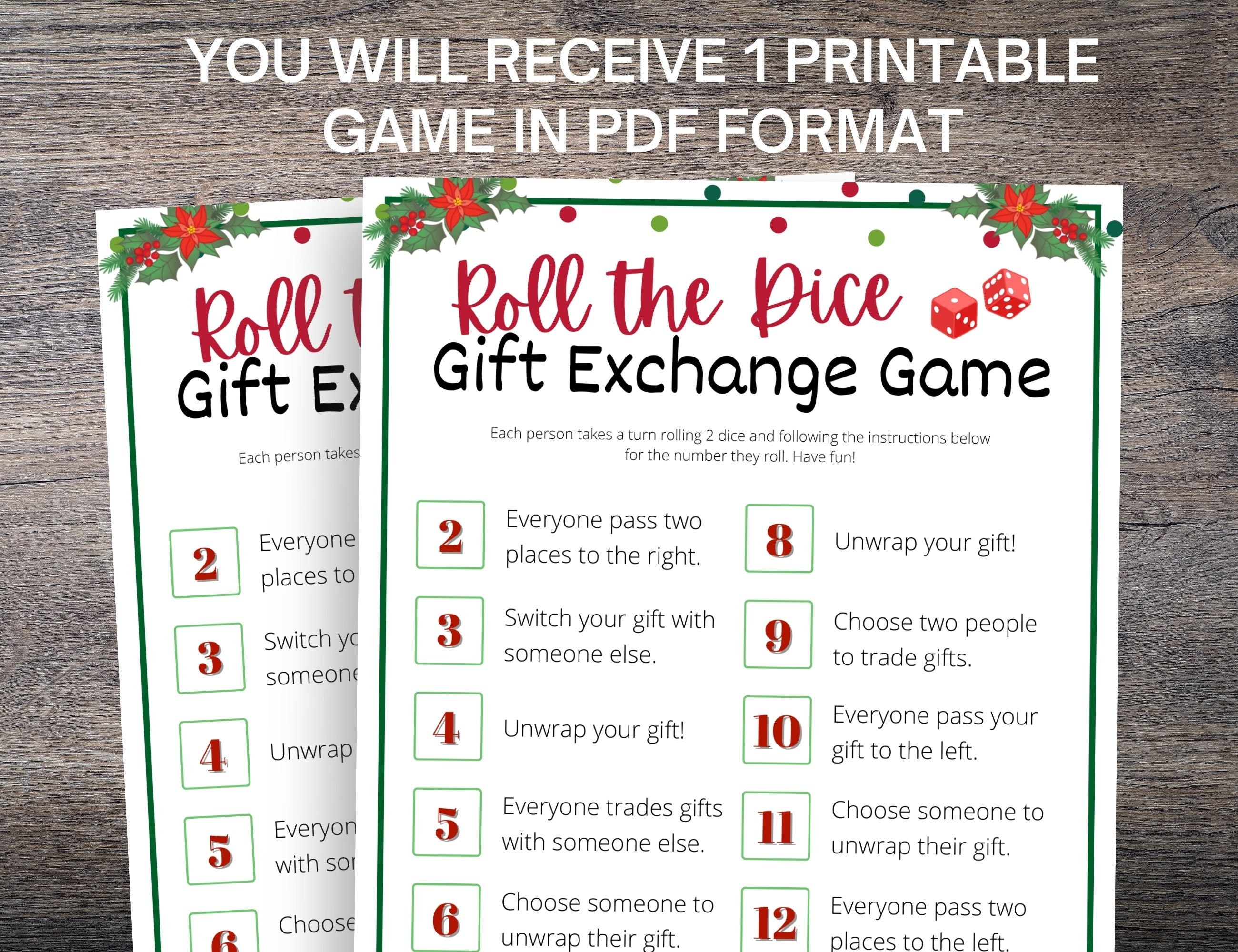 Christmas Gift Exchange Game Christmas Dice Game White - Etsy