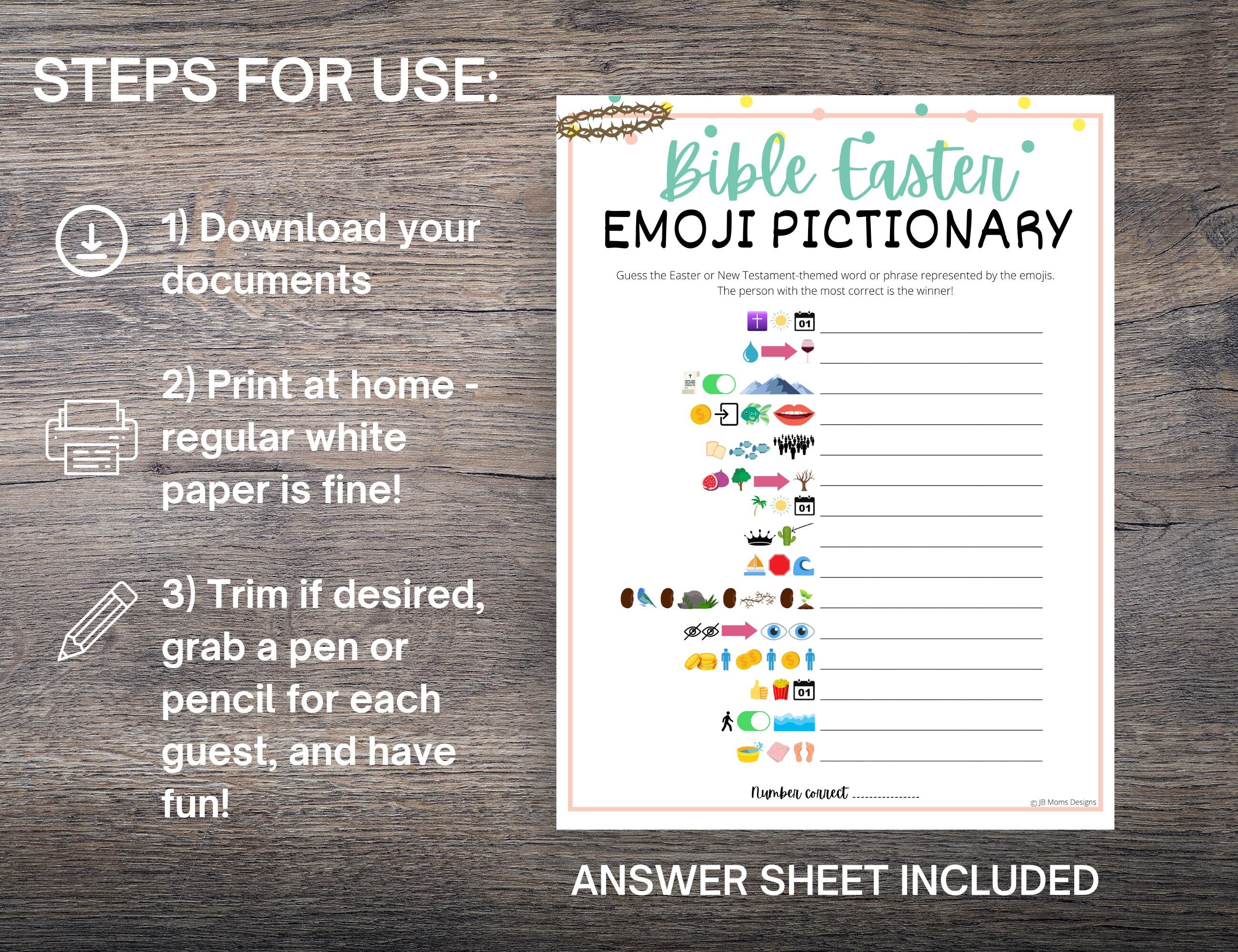 Easter Bible Emoji Pictionary Game Fun Christian Easter Game - Etsy