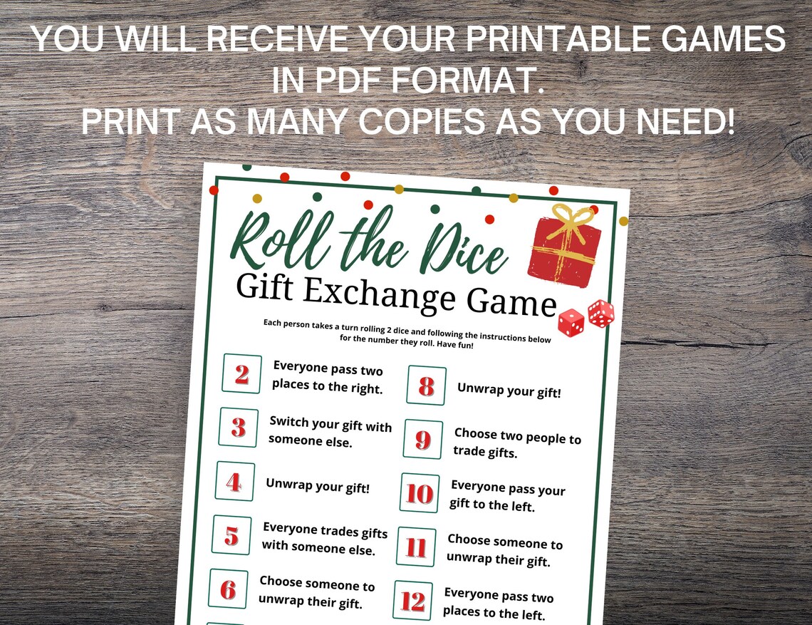 Holiday Roll the Dice Gift Exchange Game: Christmas Party Activity ...