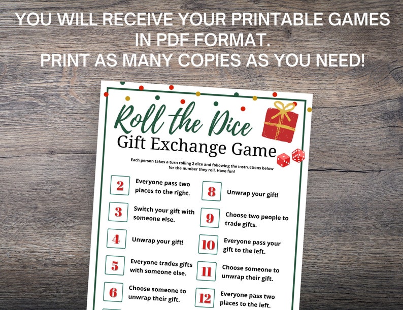 Holiday Roll the Dice Gift Exchange Game Holiday Office - Etsy