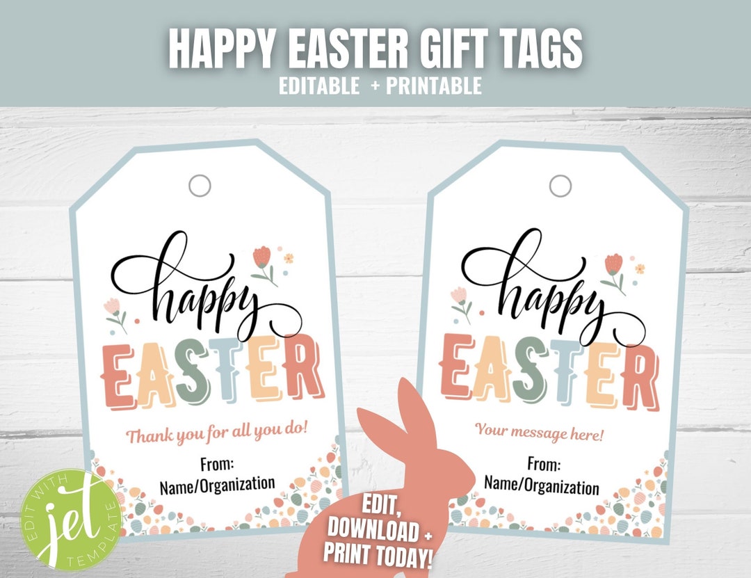 Happy Easter Gift Tag, Cute Easter Gift Tag, Easter Basket Tag ...