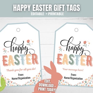 Happy Easter Gift Tag, Cute Easter Gift Tag, Easter Basket Tag ...