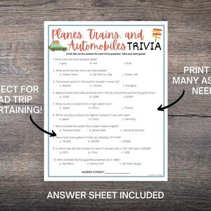 Road Trip Trivia Game Bundle: USA & Transportation (printable) - Etsy