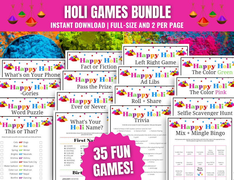 Holi Party Games MEGA Bundle: 35 Fun Activities (printable) - Etsy