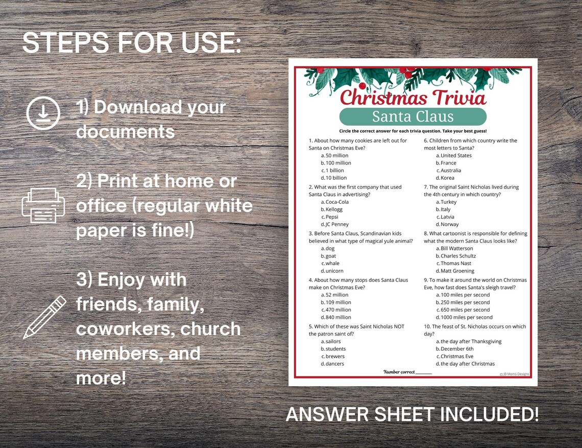Christmas Trivia Night Bundle: 10 Holiday Games (PDF Download) - Etsy
