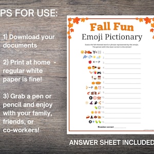 Fall Emoji Pictionary Game, Fun Fall Printable Game for Kids, Teens ...