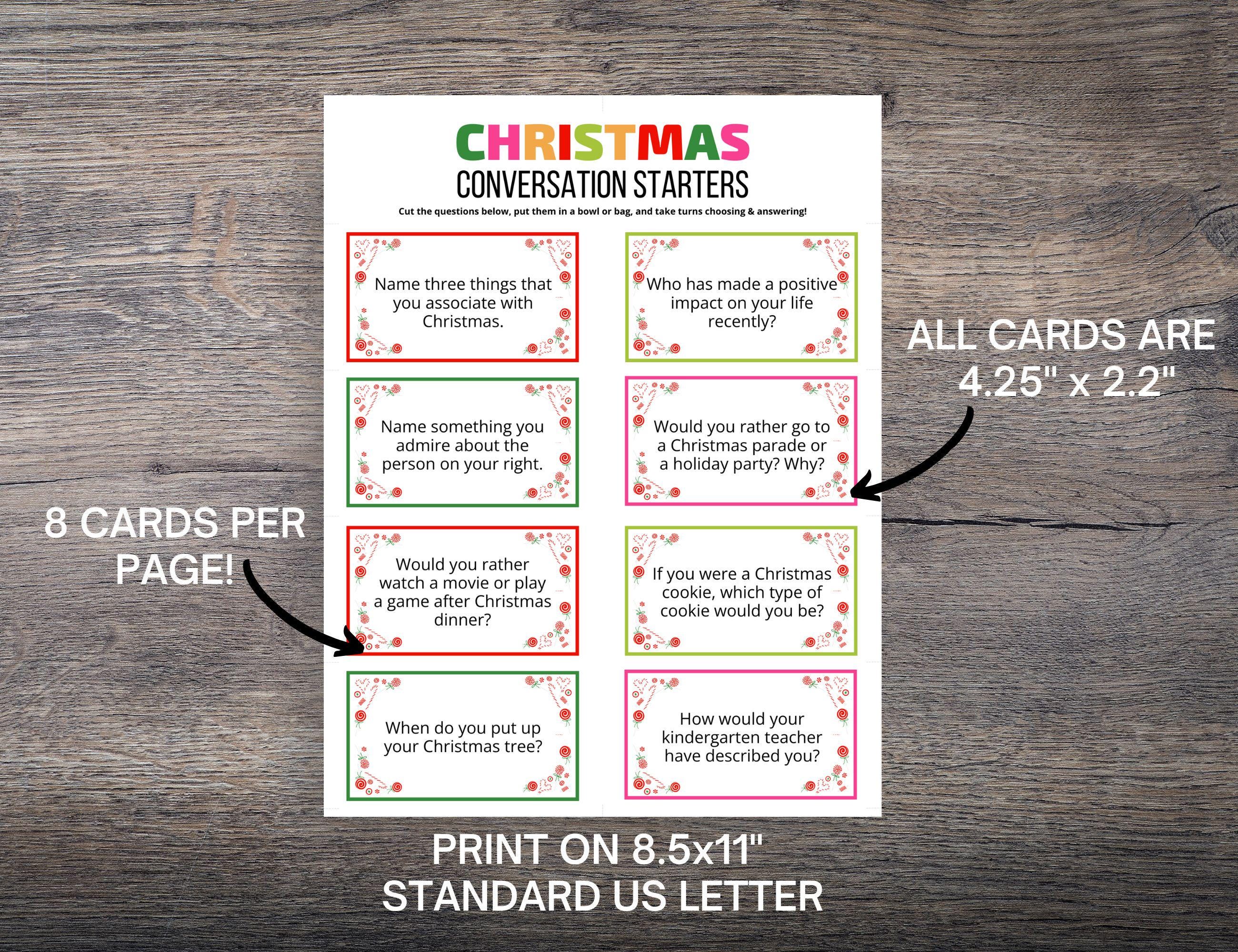 Christmas Conversation Starter Cards: Holiday Icebreaker Game (PDF) - Etsy