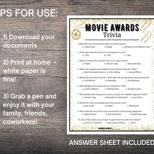 Movie Awards Show Trivia Game, Fun Academy Quiz, 96th Awards Watch ...