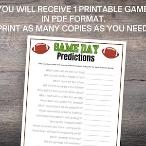 Football Predictions Party Game, College Football Party Game, Pro ...