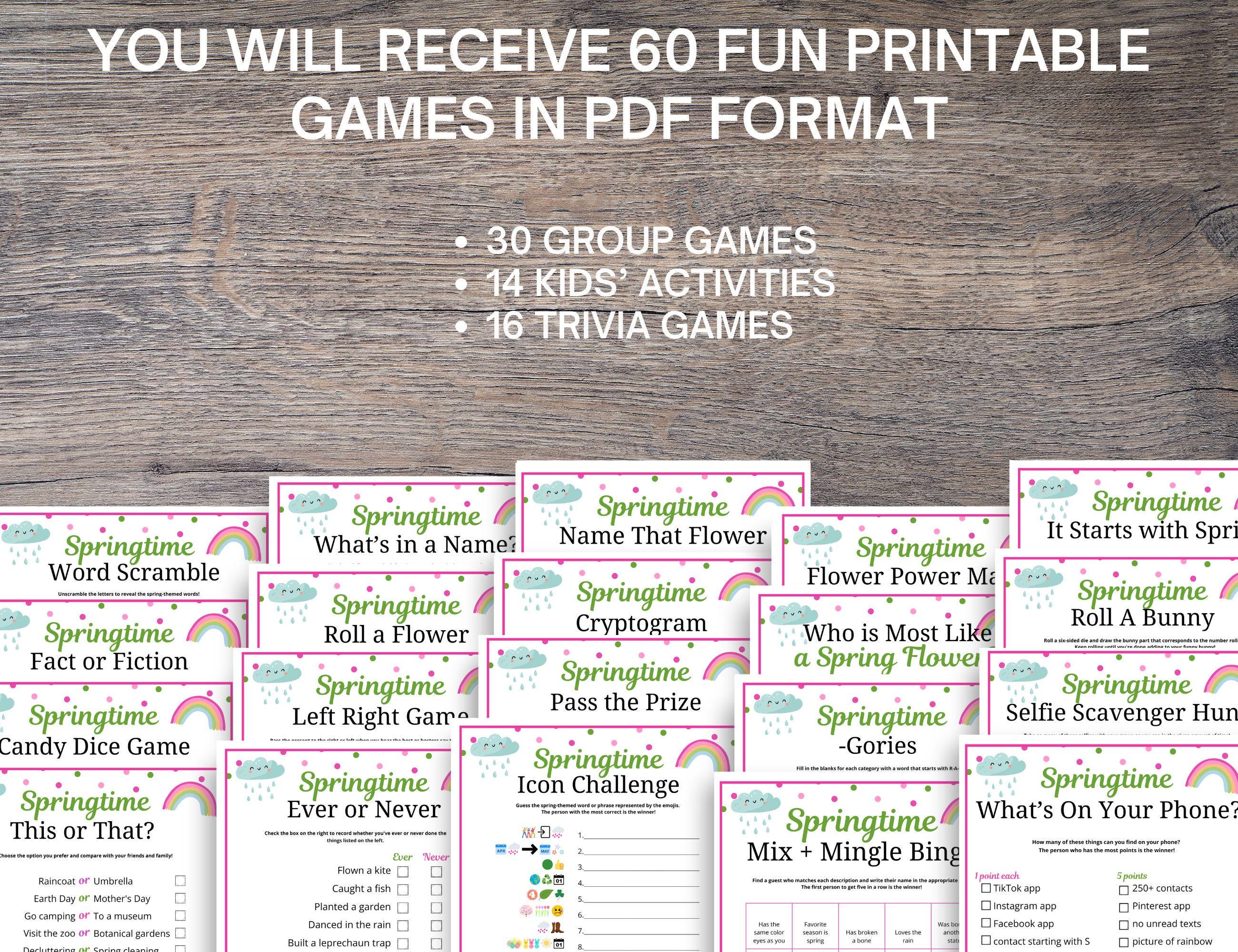 Spring Games MEGA Bundle: 60 Printable Party Games, Activities and ...