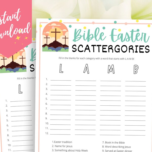 Bible Scattergories Printables - Etsy