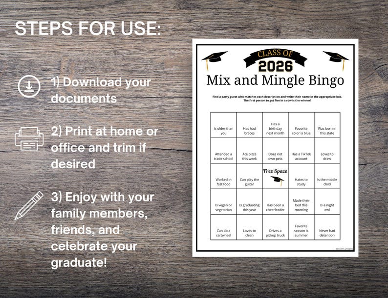 Class of 2026 Graduation Games: 50 Editable Grad Party Activities ...