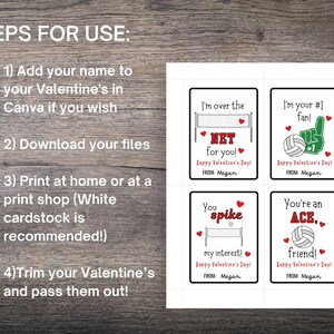Volleyball Valentines: Printable Valentine Cards (editable Digital ...