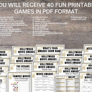 Hollywood Party Games Bundle: 40 Printable Movie Awards Games ...