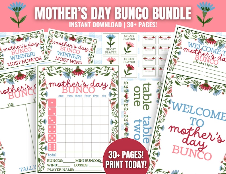 Mother's Day Bunco MEGA Bundle: Printable Scorecards & Tally Sheets ...