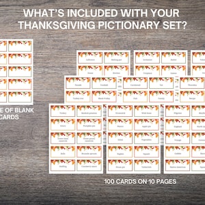 Thanksgiving Pictionary Cards: Fun Family Game (printable) - Etsy