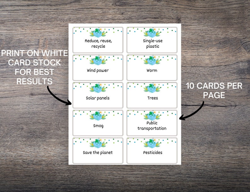 Earth Day Pictionary Set 60 Fun Earth Day Pictionary Cards - Etsy