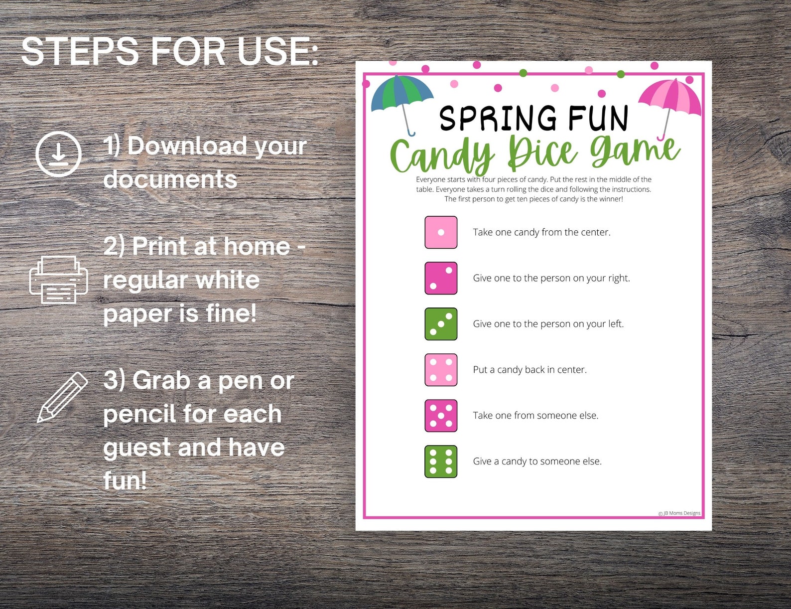 Spring Candy Dice Game Fun Spring Game for Kids & Teens - Etsy