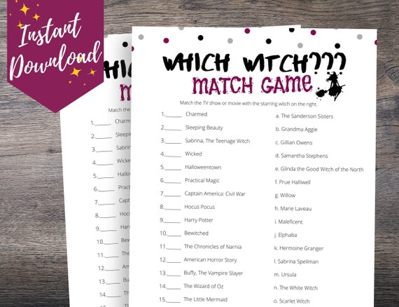 Halloween Which Witch Match Game Witches Party Witches Night - Etsy
