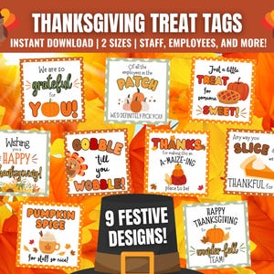 Thanksgiving Staff Appreciation Treat Tags: 9 Festive Designs (digital ...