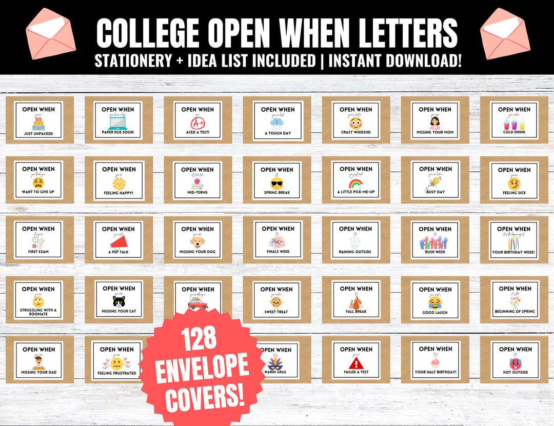 College Open When Letters Kit: 120 Envelope Covers & Stationery ...