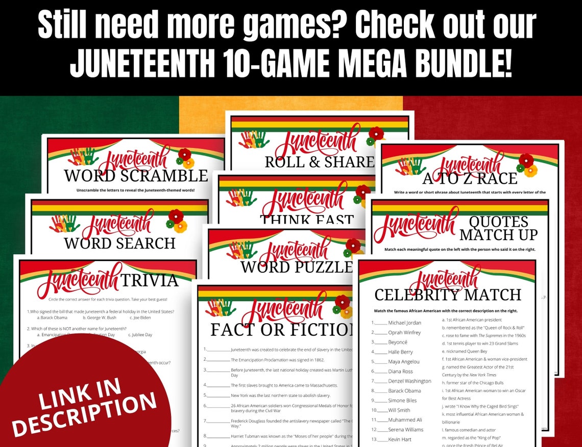 Juneteenth Celebrity Matching Game Fun Juneteenth Activity - Etsy