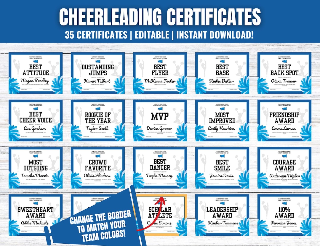 Editable Cheerleading Award Certificates: End of Season Team Awards ...