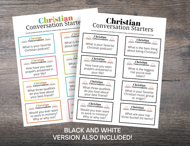 Bible Conversation Starter Cards: Christian Games (digital Download) - Etsy