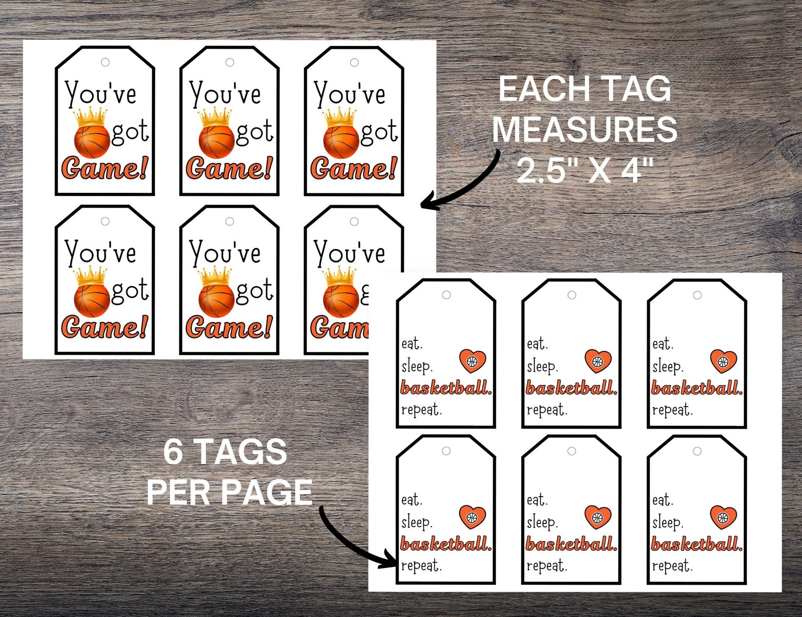 Basketball Treat Tags: Good Luck Gift, Snack, Spirit Bag (PDF) - Etsy