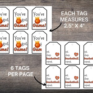 Basketball Treat Tags: Good Luck Gift, Snack, Spirit Bag (PDF) - Etsy