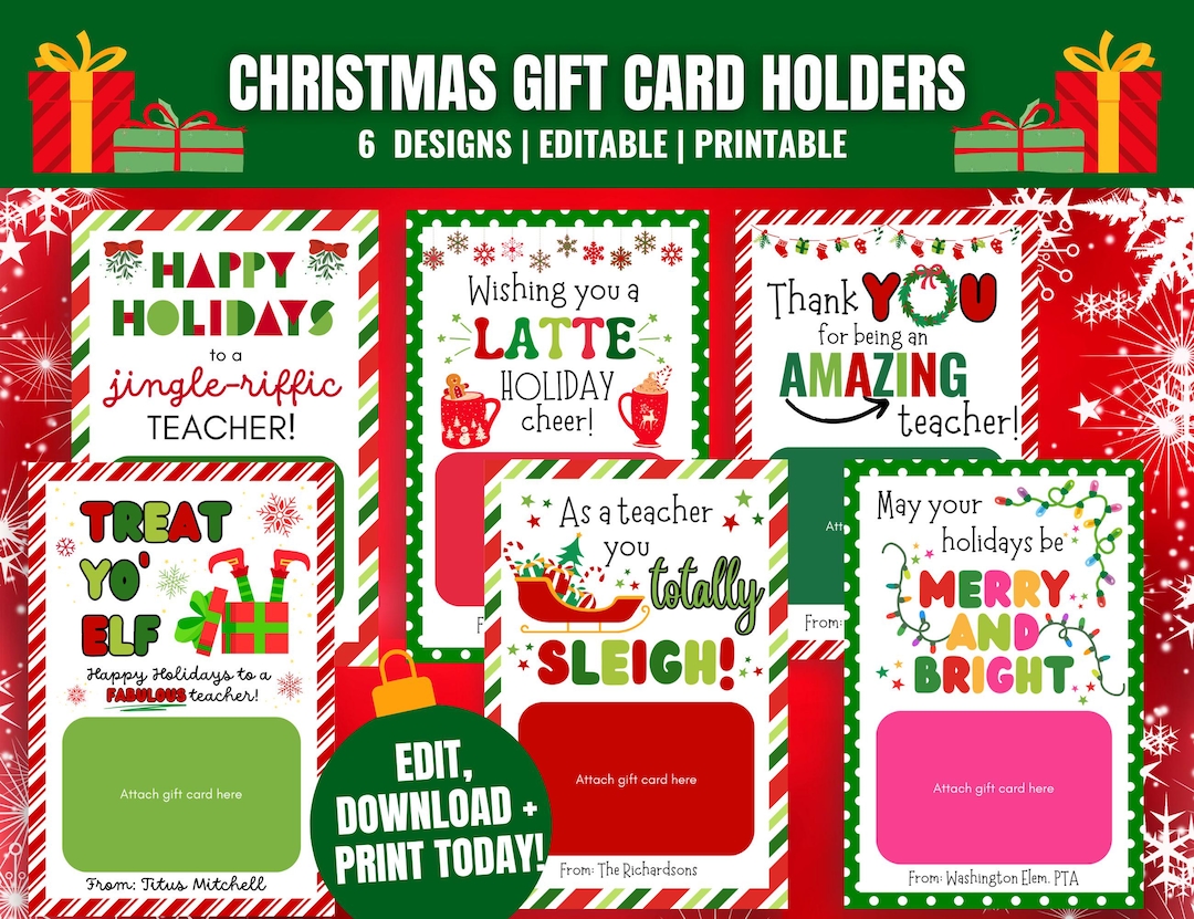 Christmas Teacher Gift Card Holders, Christmas Teacher Gift, Coffee ...