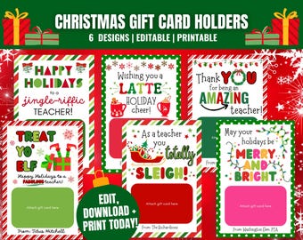 Christmas Teacher Gift - Gift Card Tag for Teacher Christmas Gift ...