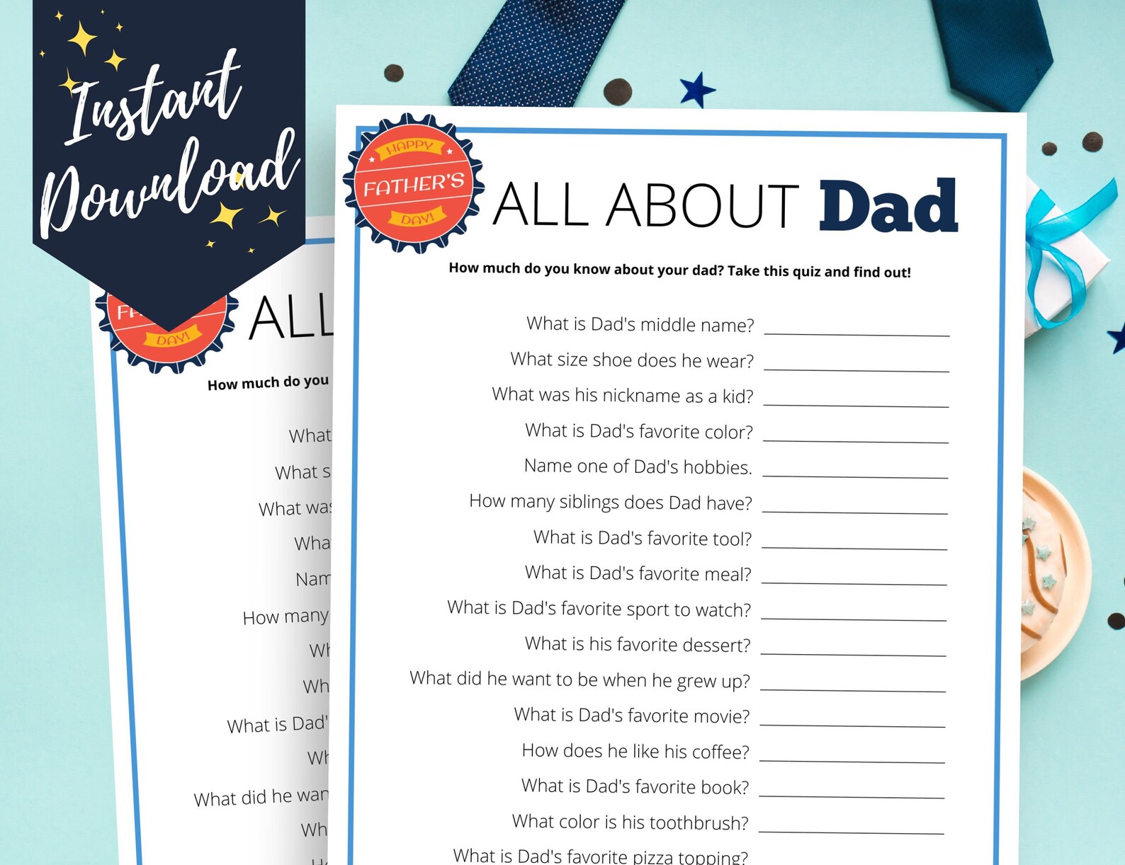 All About Dad Fathers Day Game Fun Fathers Day Idea for - Etsy