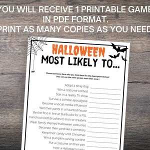 Halloween Most Likely to Game for Teen Halloween Party, Adult Halloween ...