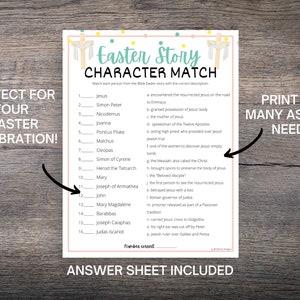Bible Easter Story Character Match Game Christian (Instant Download) - Etsy
