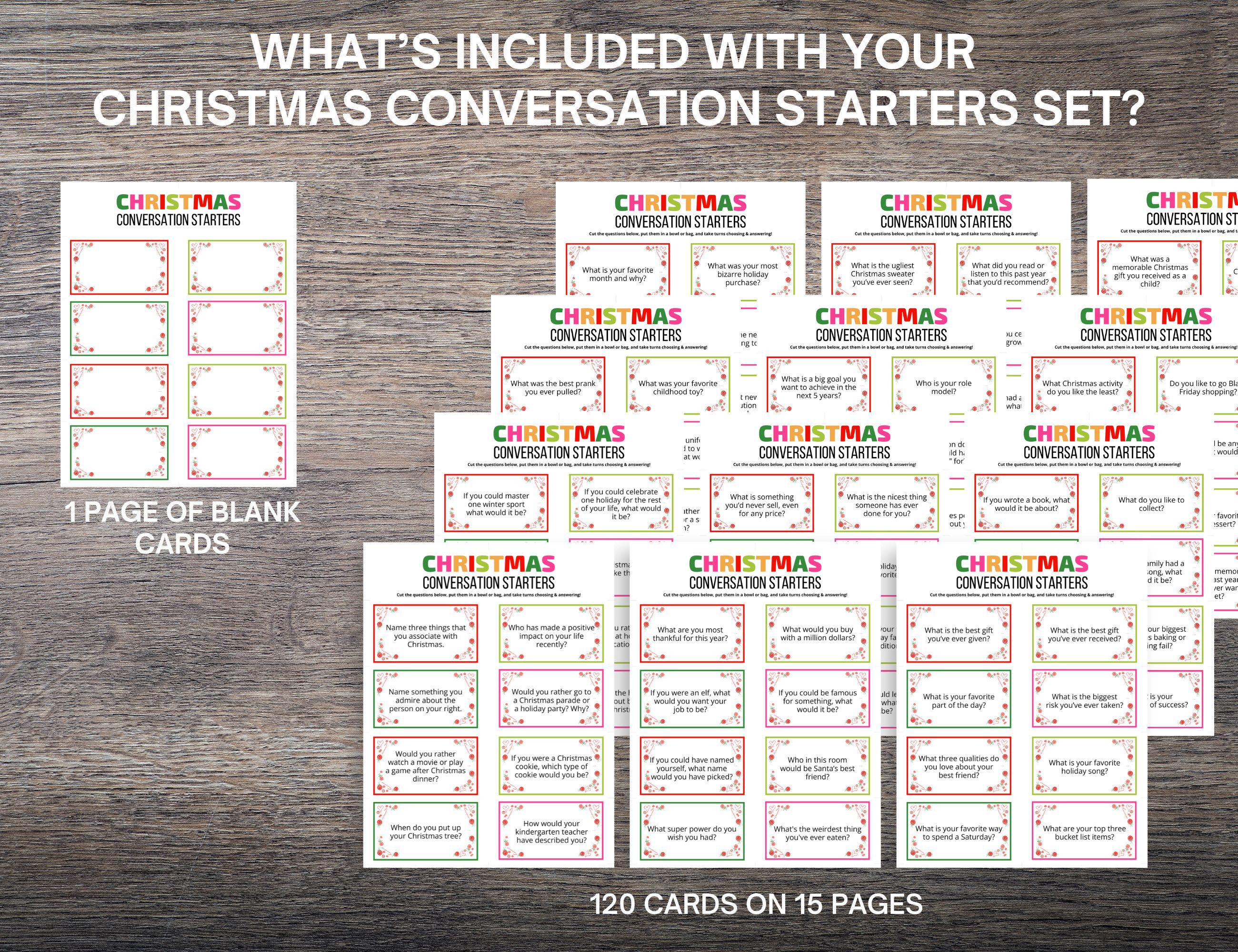 Christmas Conversation Starter Cards: Holiday Icebreaker Game (PDF) - Etsy