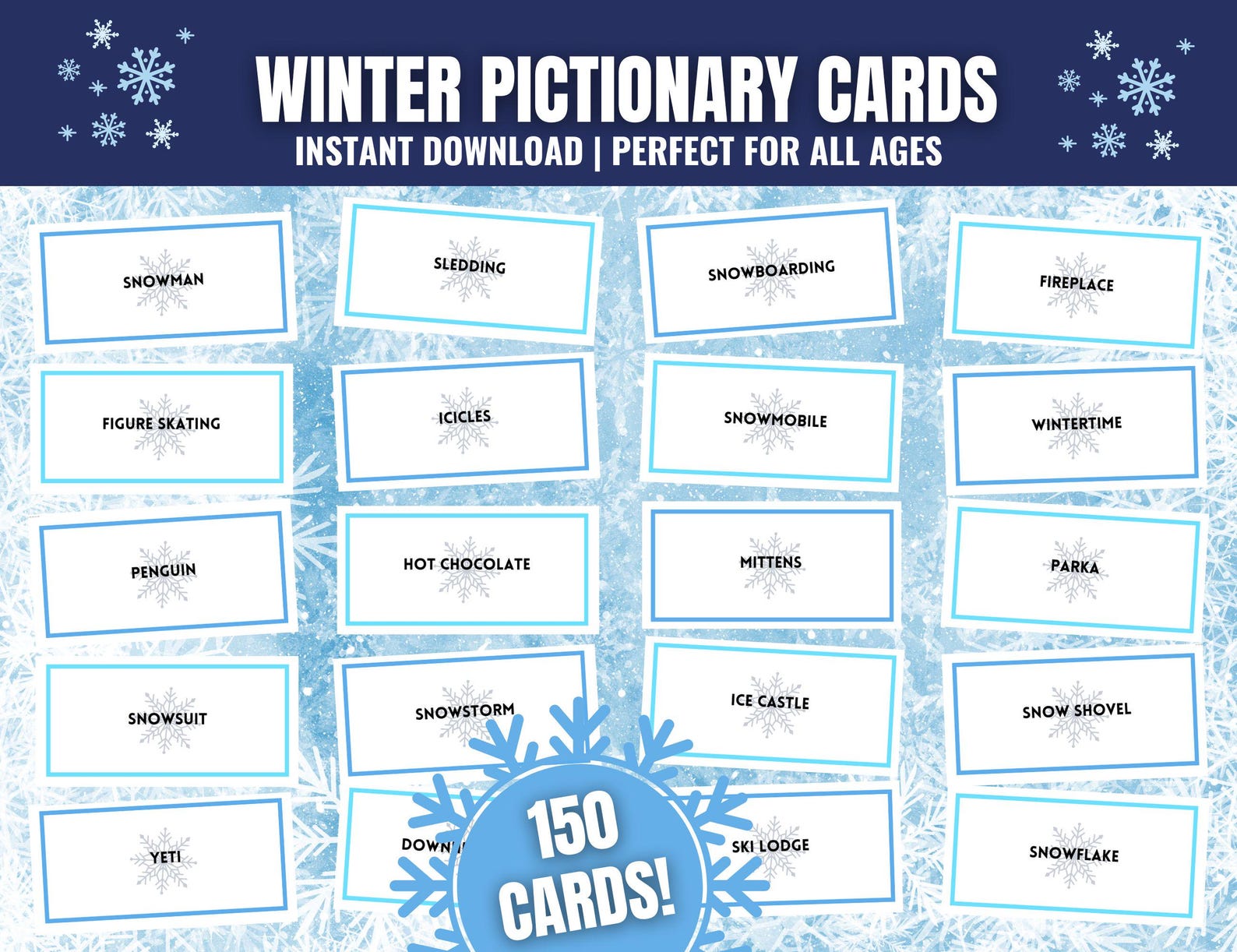 Winter Pictionary Game: 135 Quick Game Cards for Holiday Parties ...