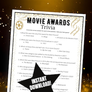 Movie Awards Show Trivia Game, Fun Academy Quiz, 96th Awards Watch ...