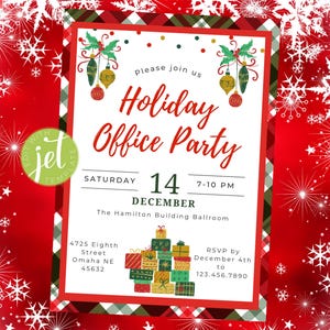 Editable Holiday Office Party Invitation: Christmas Work Party (digital ...