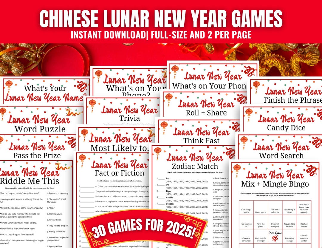 Lunar New Year Games Bundle, Chinese New Year Games for Families ...