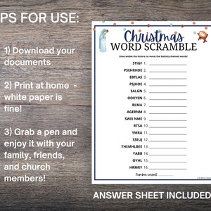Bible Christmas Word Scramble Game, Christian Christmas Game for Sunday ...