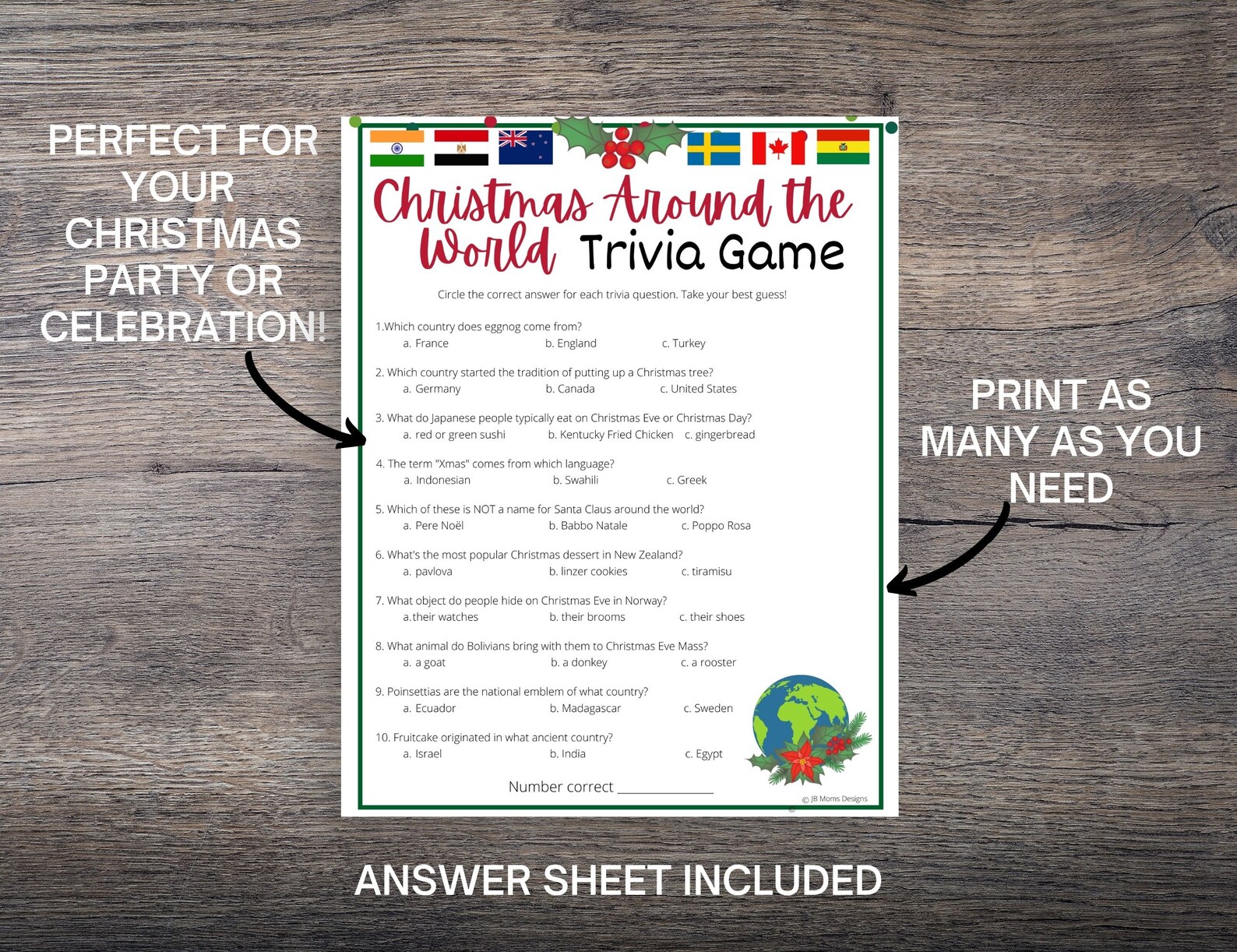 Christmas Around the World TRIVIA Game for Kids Teens & - Etsy