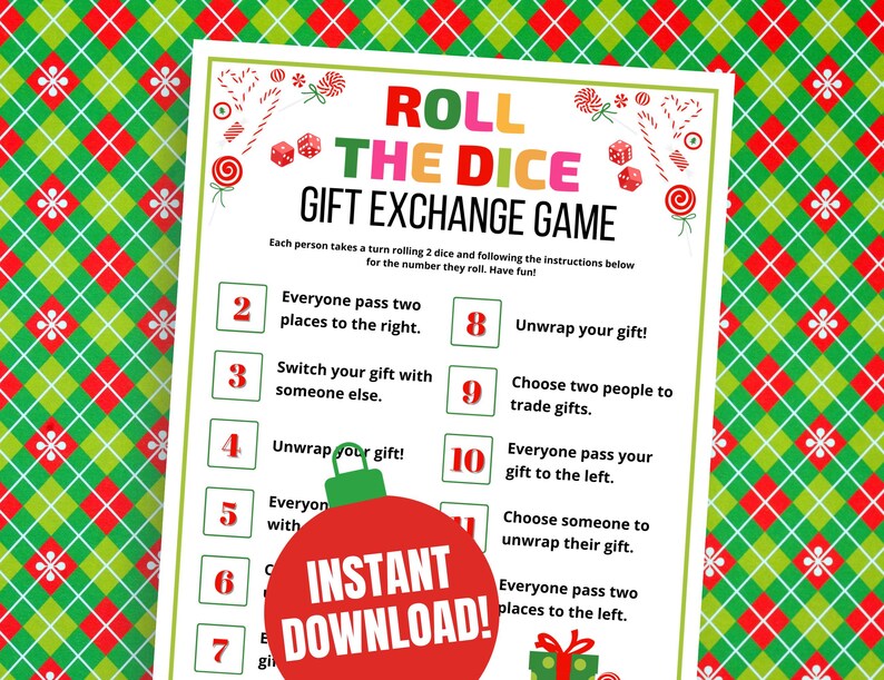 Holiday Roll the Dice Gift Exchange Game (digital Download) - Etsy