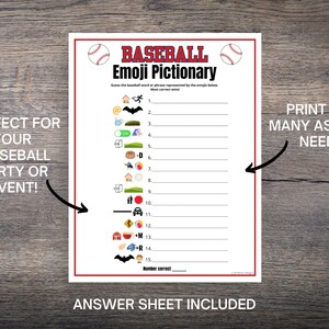 Baseball Emoji Pictionary Game: Baseball-themed Series Party (digital ...