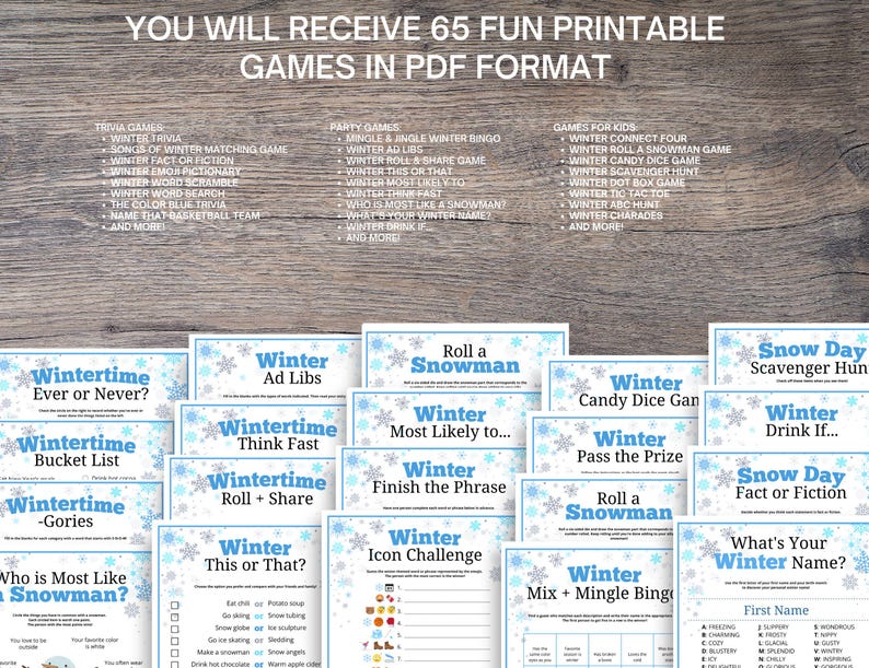 Winter Games MEGA Bundle: 65 Party Games, Activities and Icebreakers ...