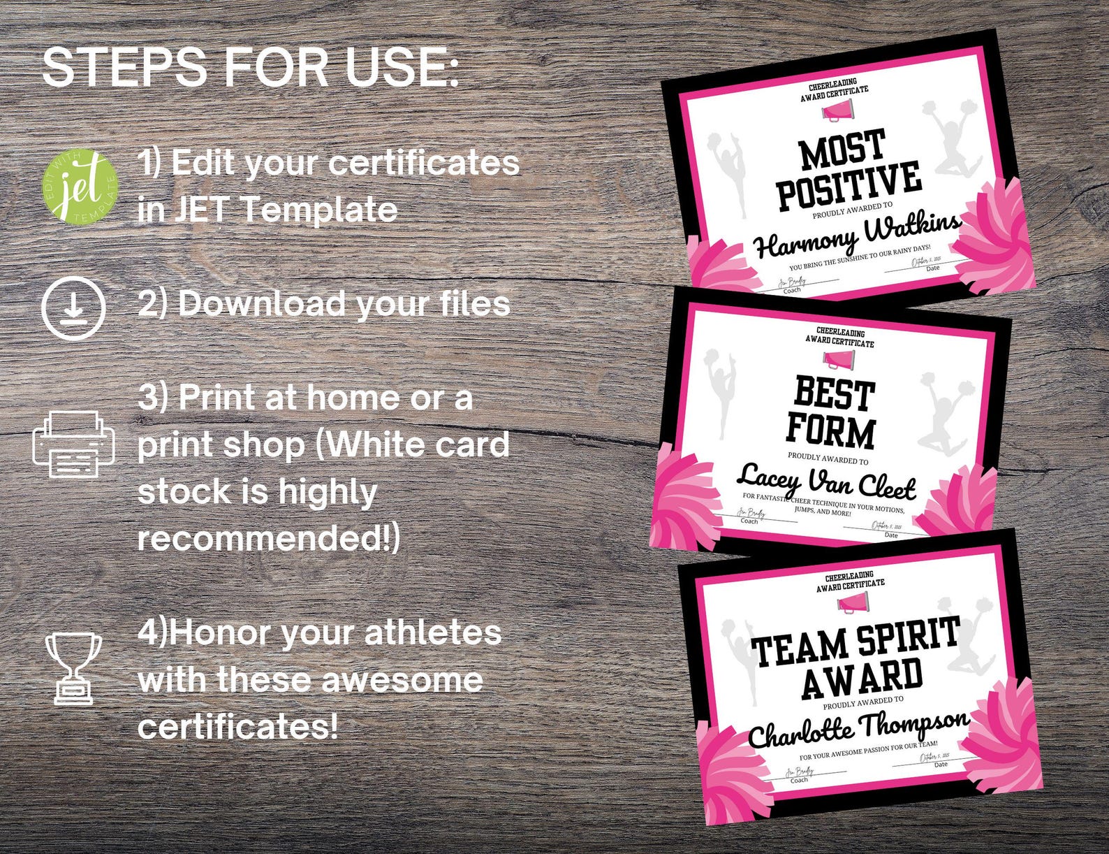 Editable Cheerleading Award Certificates (instant Download) - Etsy