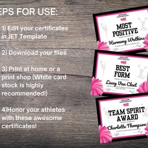 Editable Cheerleading Award Certificates (instant Download) - Etsy